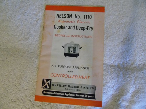 Nelson No. 1110 Automatic Electric Cooker and Deep Fry Recipes ...
