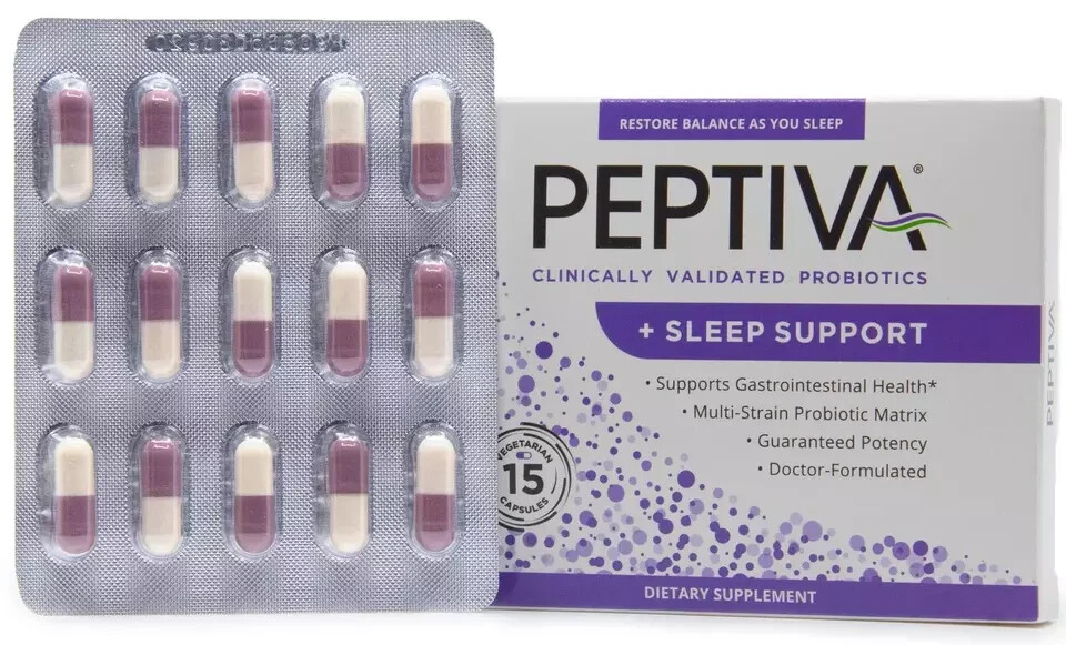 PEPTIVA Clinically Validated Probiotics + Sleep Support-15 Capsules (15 ...