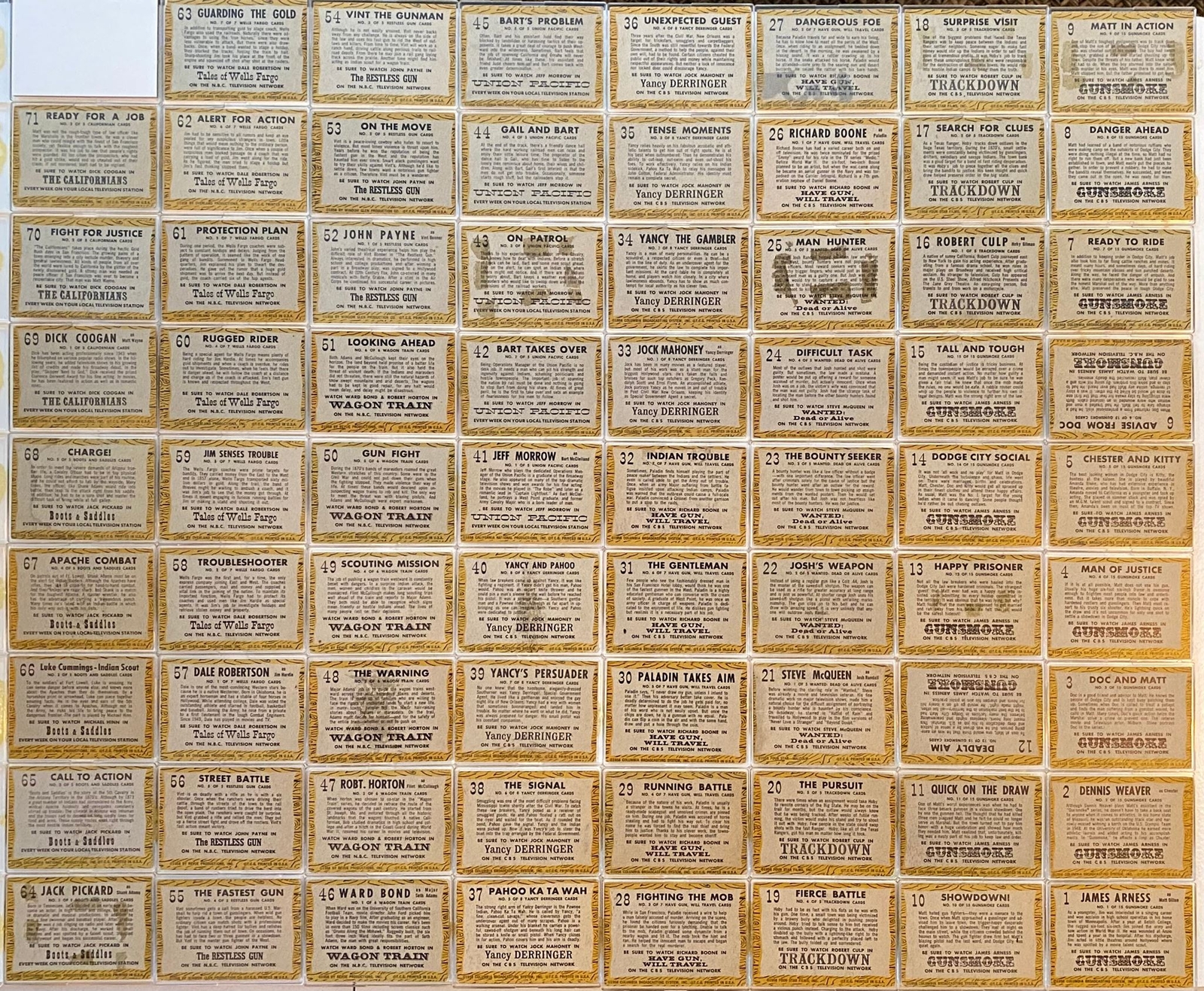 1958 TV Westerns Complete Vintage Trading Card Set (71) Topps | eBay