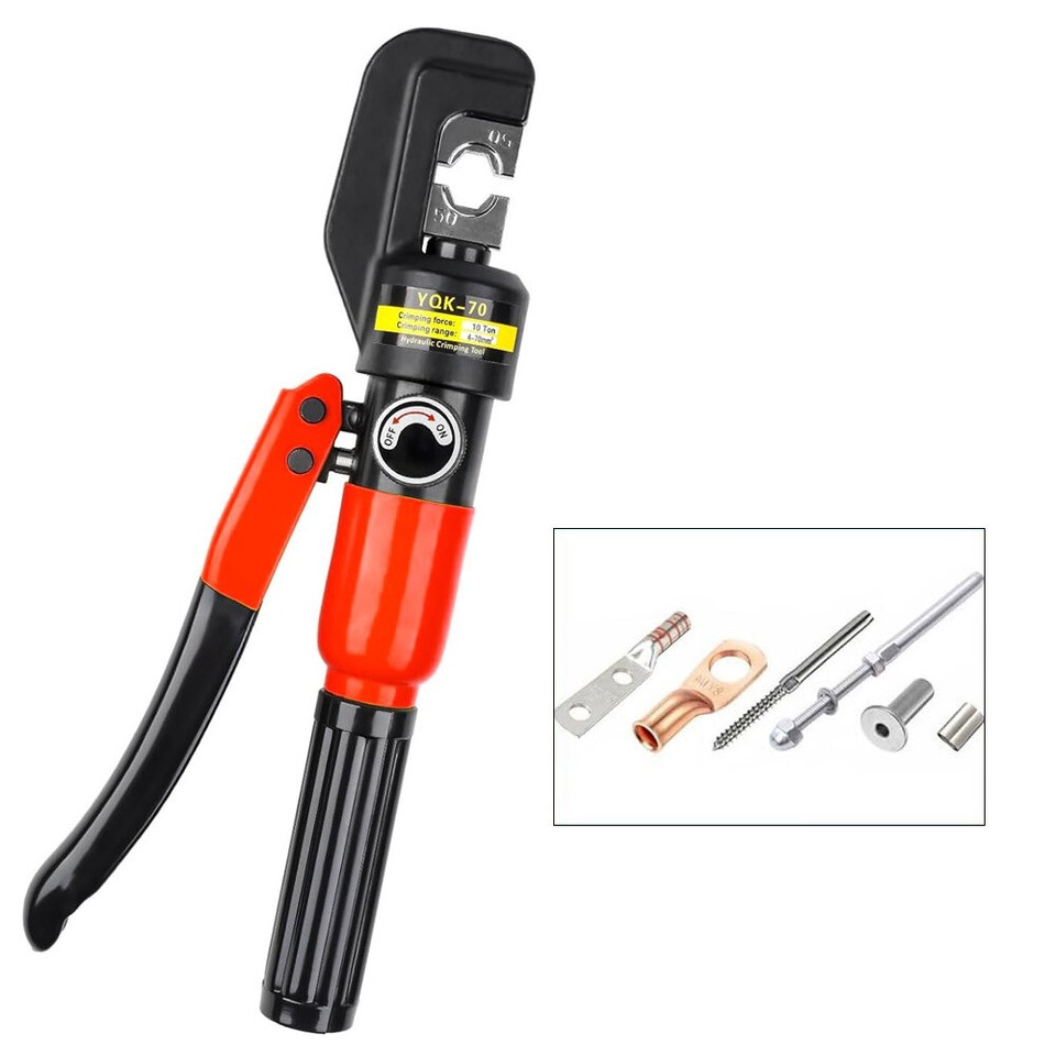 10Ton 8 Dies Hydraulic Wire Cable Lug Terminal Crimper Crimping ...
