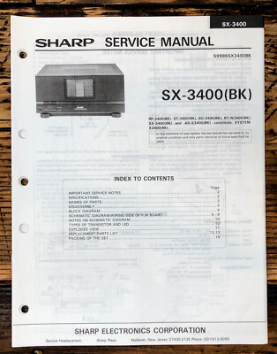 Sharp SX-3400 Amplifier Service Manual *Original* | eBay