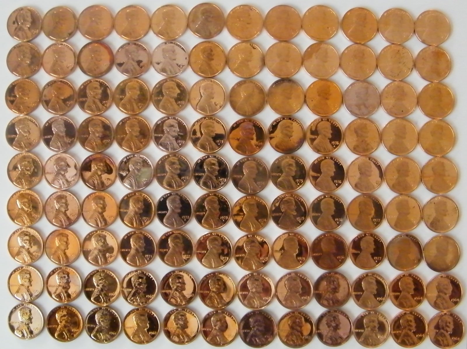 1960-1967 P-1968 -1979 S Lincoln Penny Proof 20 Coin Set US Mint minor ...