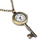 Key Pattern Quartz Analog Pocket Watch Open Face with White Dial ...