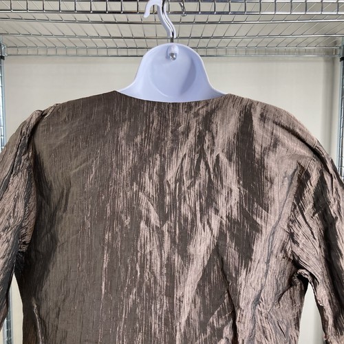 Susan Kirschner Womens Brown Metallic Crinkled Jacket Size M Scandi Art ...