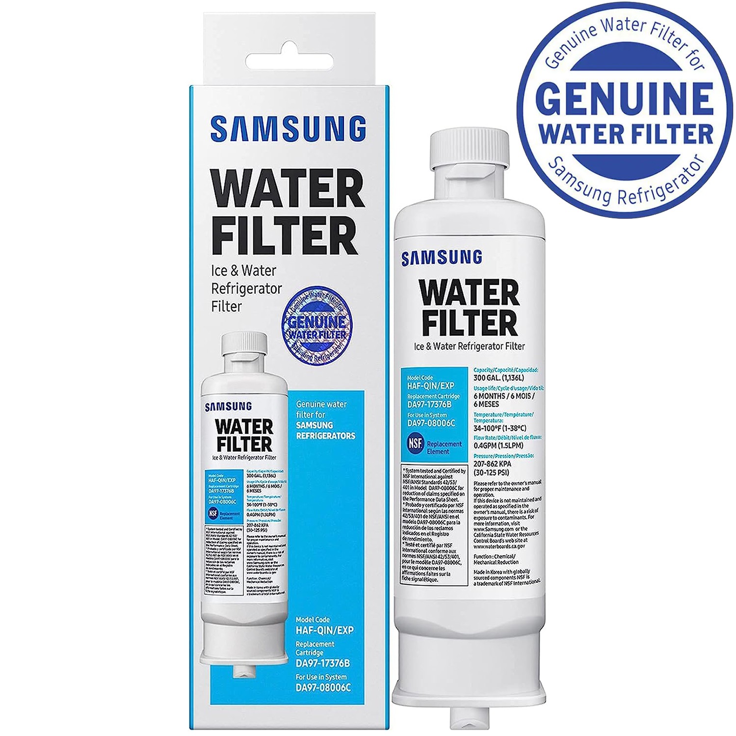 1 PACK Genuine Samsung DA97-17376B HAF-QIN/EXP REFRIGERATOR Water ...