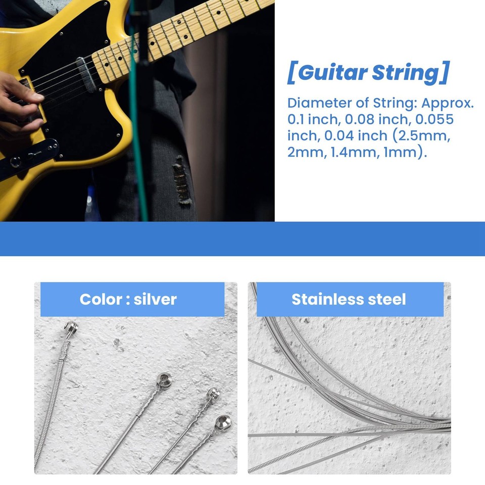 4 Pcs Stainless Steel Strings Guitar Parts Accessories Guitar ...