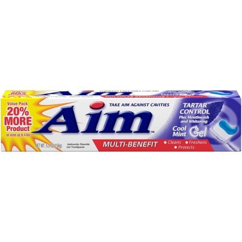 Aim Multi-Benefit Tartar Control Fluoride Gel Toothpaste Clean Mint 5 ...