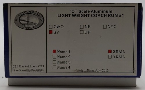 Golden Gate Depot 2397 O Southern Pacific Light Weight Coach Run Name 1 ...