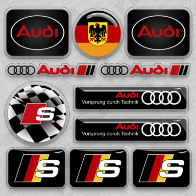 Audi Sport S RS Germany Racing Car Logo Sticker Vinyl 3D Decal Stripes ...