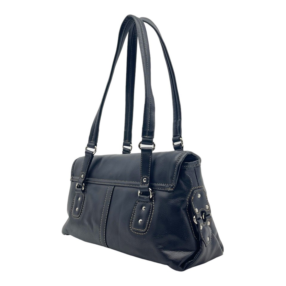 Vintage 90s Medium Leather Handbag Shoulder Bag Popstitch Multi Section ...