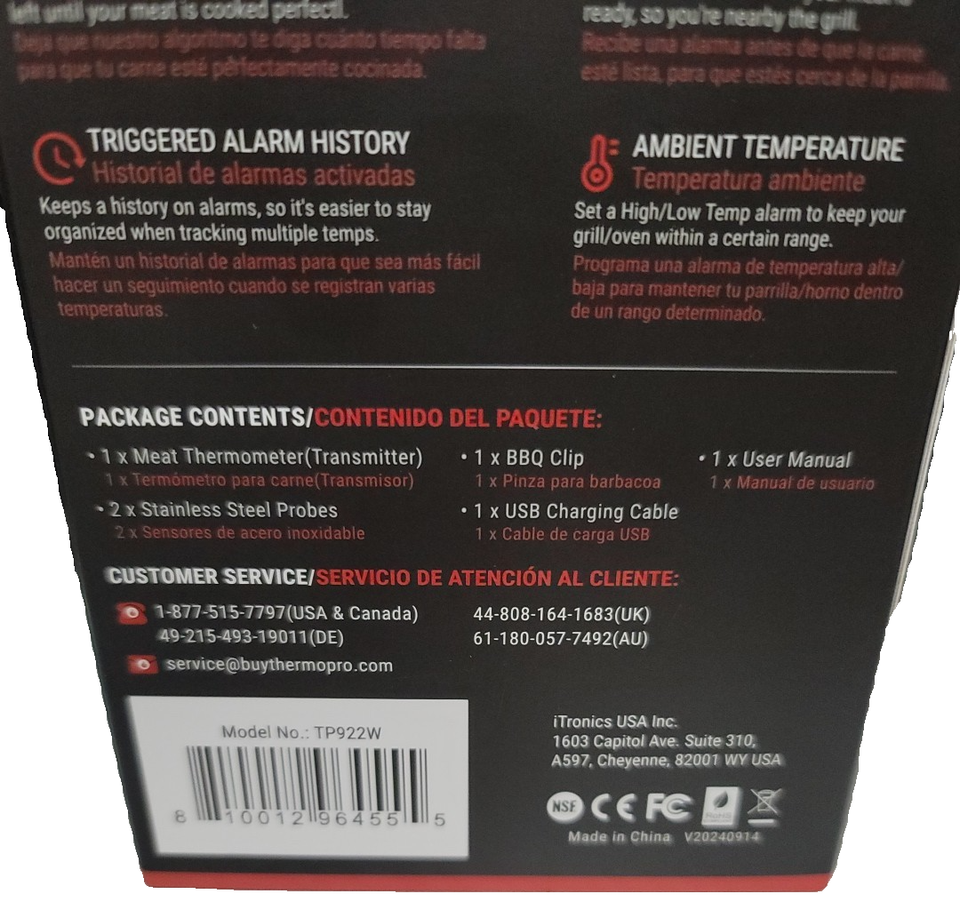 THERMPRO TP922W WiFi Wireless Grill Thermometer with Dual Probes NEW ...