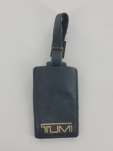 TUMI Black Leather Luggage Replacement Tag Gold Logo Double Sided ...