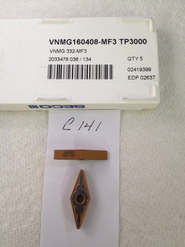 5 NEW SECO VNMG 332-MF3 CARBIDE INSERTS VNMG 160408-MF3 GRADE: TP3000 ...