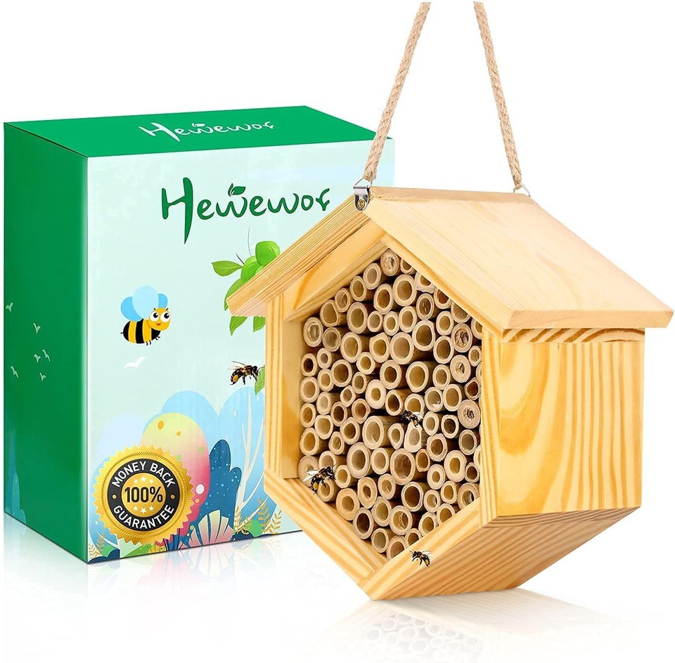 Mason Bee House Native Bee Hive Hexagon Bee House Natural Handmade ...