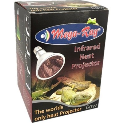 MEGA-RAY ORIGINAL HEAT PROJECTOR 60WATT - REPTILE INFRARED BASKING LAMP ...