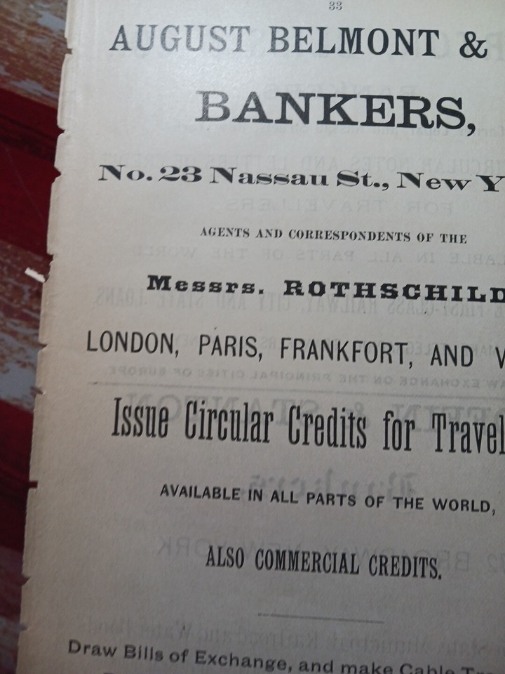 1892 Print Ad AUGUST BELMONT AND COMPANY Bankers Investment Securities ...