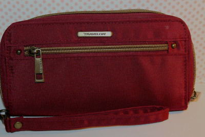 Travelon Women's Zip Around Wristlet RIFD Mega Wallet Credit Card ...