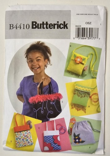 Butterick Crafts Sewing Pattern 4410 Girls Handbags And Purses 6 Styles ...