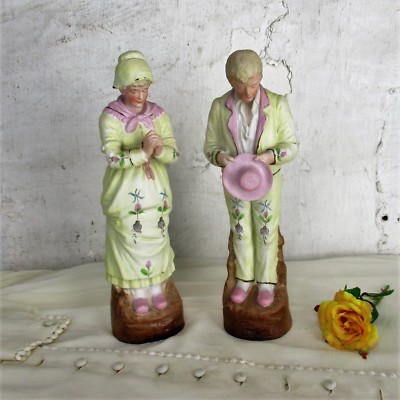 Antique pair of Figurines Statues Bisque Porcelain Praying Couple ...