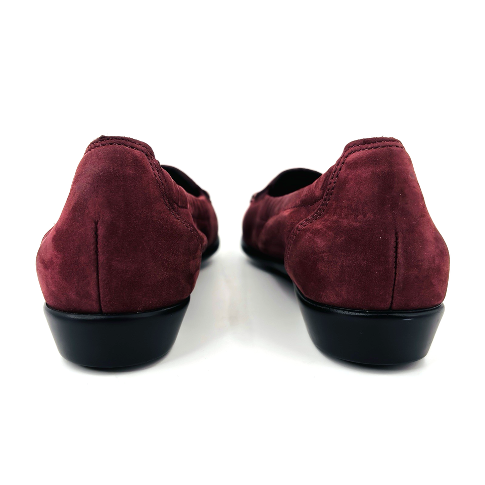 Womens 7.5 N Narrow SAS Hope Slip On Loafers Shoes Burgundy Red Suede ...