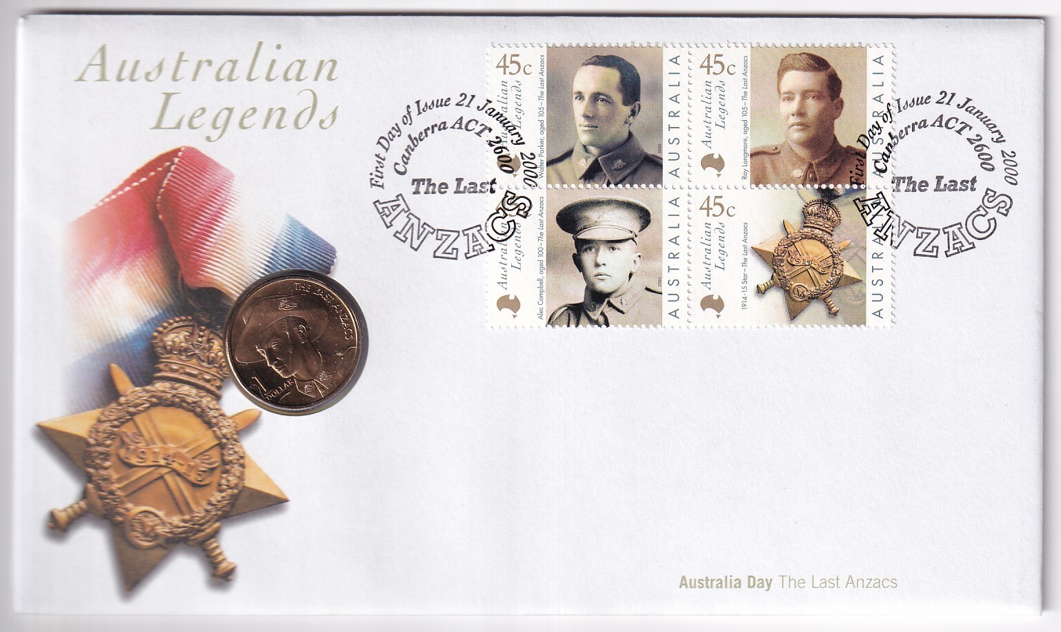 PNC COVER: 2000 $1 COIN AUSTRALIAN LEGENDS THE LAST ANZACS ,.. | eBay
