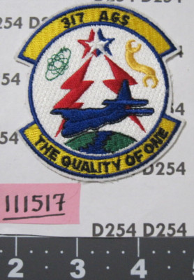 USAF AIR FORCE Squadron patch 317th AIRCRAFT GENERATION AGS maintenance ...