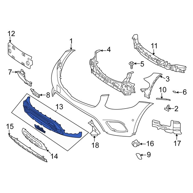 Dp00841 MERCEDES W253 GLC Glc300 2020 Front Bumper Lower Spoiler OEM ...