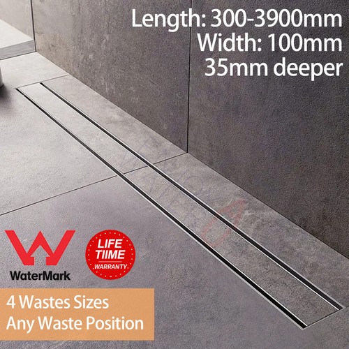 300-3900mm Shower Grate Smart Tile Insert Floor Waste Drain 40/50/72 ...