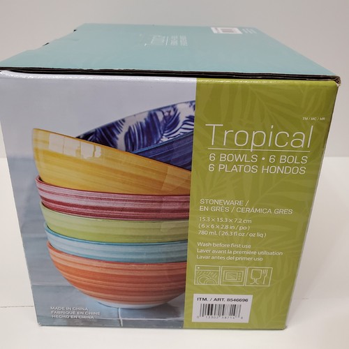 Over And Back Tropical Stoneware Bowls Set Of 6 | eBay