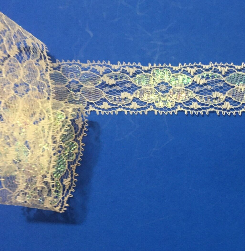 Iridescent Lace Trim Galloon Picot Edge Lace Trim Nylon 1-1/4" White 5 ...