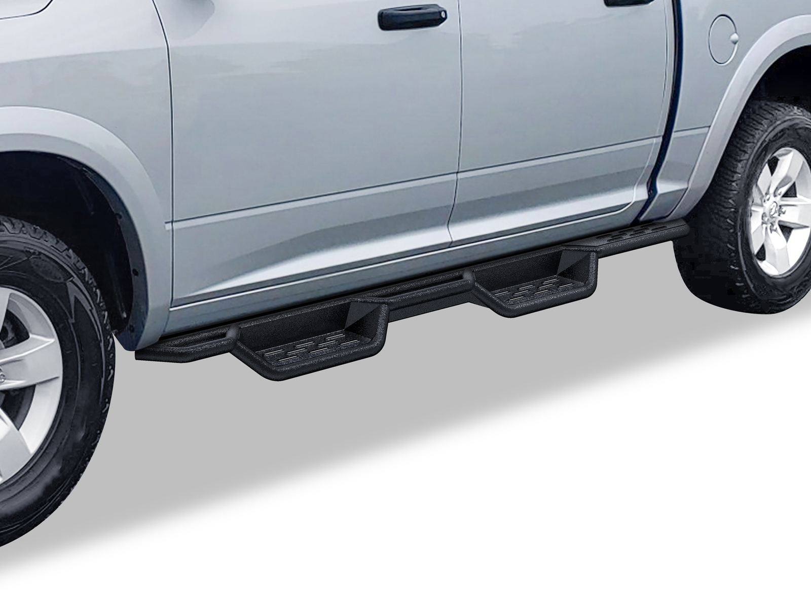 APS Wheel to Wheel Nerf Bar Black Steps For 09-18 Ram Crew Cab 5.5ft ...