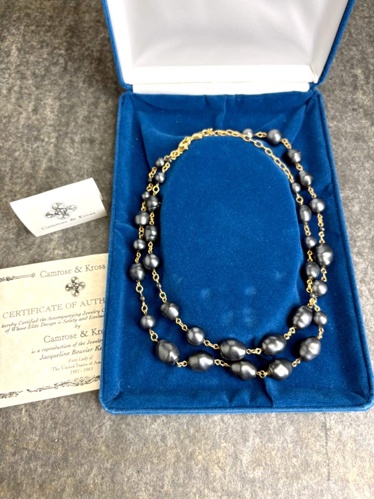 Camrose & Kross Jacqueline Kennedy black faux baroque… - Gem