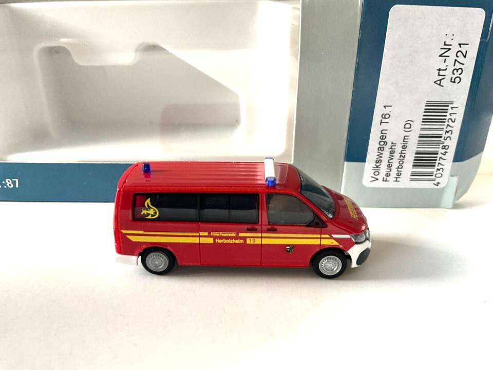 Rietze 53721 VW T6.1 LR Freiw. Feuerwehr Herbolzheim MTW 1:87 in OVP ...