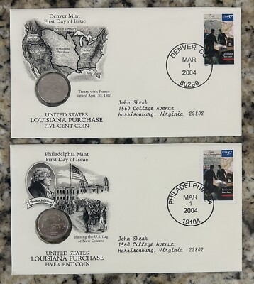 LOUISIANA PURCHASE 2004 First-Day Issue 5c Coin Denver & Philadelphia ...