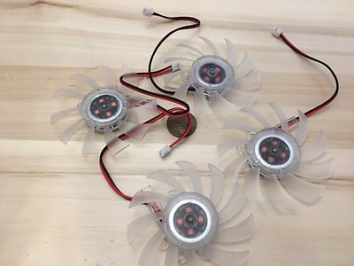 4 Pieces Clear FAN 12V 2Pin PC Video Graphics Card VGA Cooler Cooling ...
