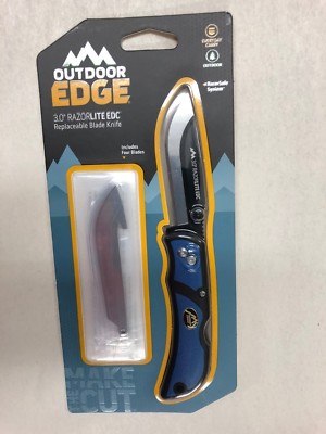 NEW Outdoor Edge 3" Razor-Lite EDC Blue Replaceable Blade Folding Knife ...