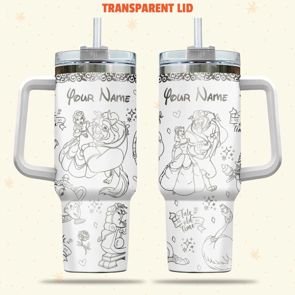 Custom Disney Beauty and the Beast Cute Tumbler, Personalized Disney ...