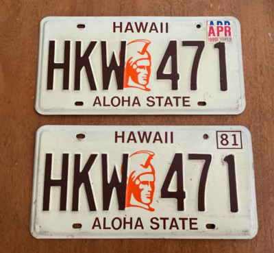 Pair 1991 1981 Hawaii License Plate Tag | eBay
