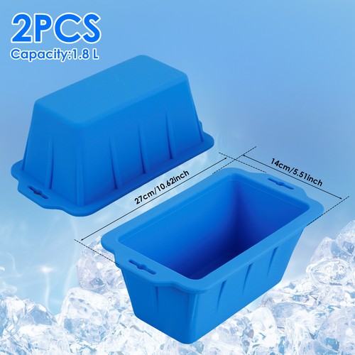 2 Pack Extra Large Ice Block Mold Silicone Ice Bricks Tray Big Ice Cube ...