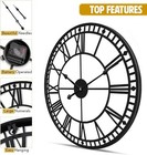 Wall Clock Roman Round Face White Large Roman Numerals Skeleton ...