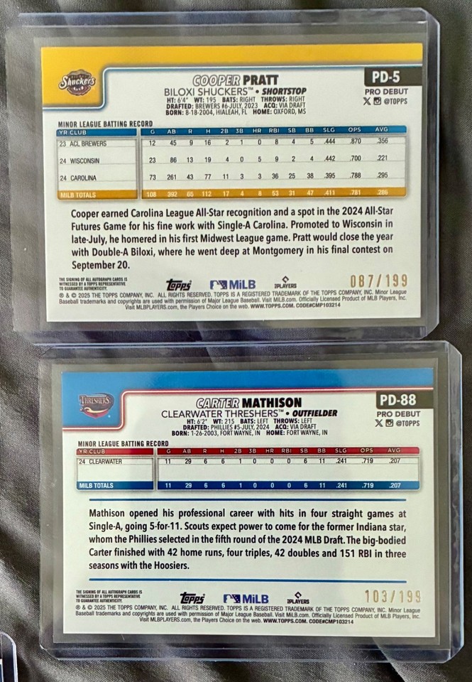 🔥Bowman & Topps Baseball 25 Card Lot: 11 Autos🔥#d Color, SPs, Parallels ...