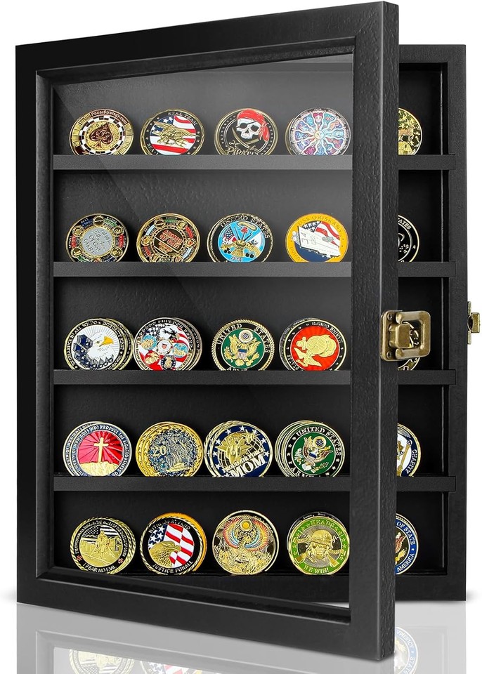 Challenge Coin Display Case, Coin Collection Display Stand for Wall ...