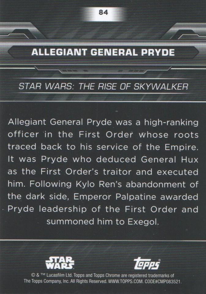 2024 Topps Chrome Black Star Wars Trading Card #84 Allegiant General ...