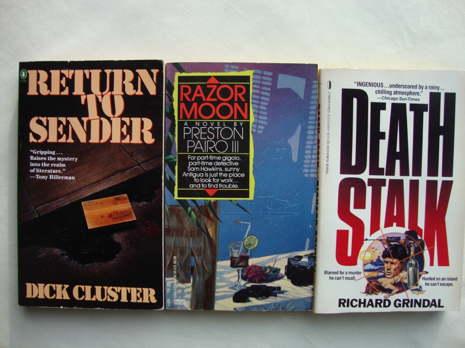 3 new 1980s pb books MURDER MYSTERY paperbacks RARE vintage RAZOR ...