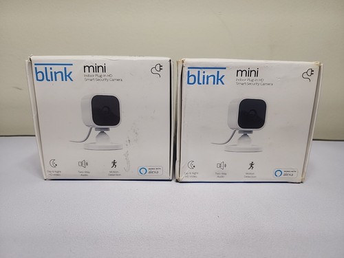 2x Blink Mini Compact Indoor Plug-in Smart Security Camera HD Motion ...