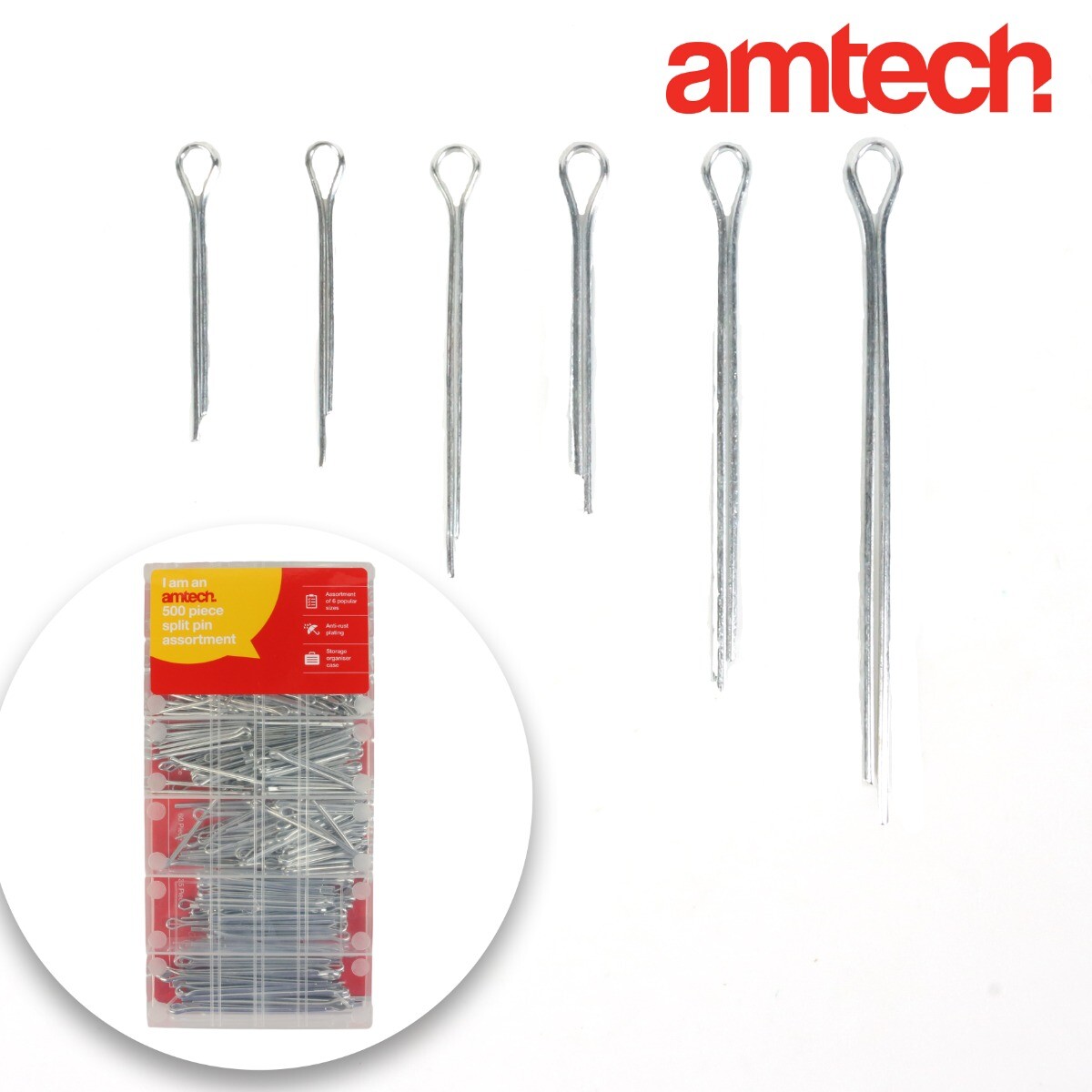 AMTECH SPLIT PIN SET Assorted Cotter Pieces Small Sizes 500Pc Workshop ...