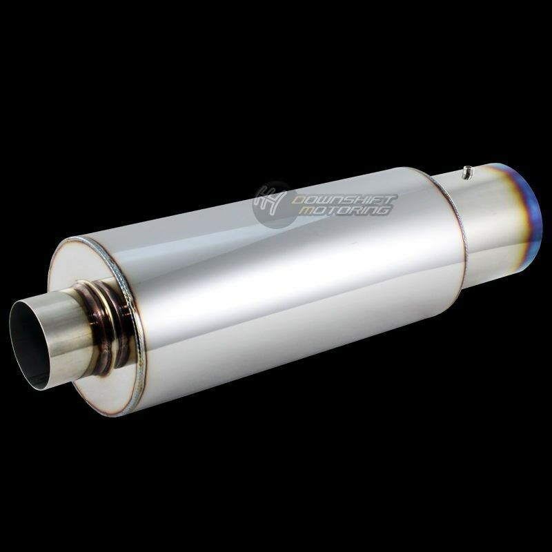 N1 Style 4" Burn Tip Stainless Steel Muffler 2.5" Inlet W/ Silencer ...