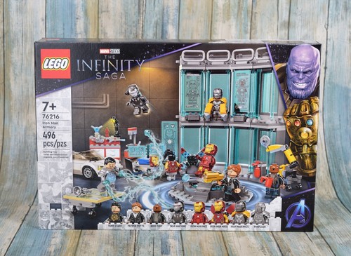 LEGO 76216 Marvel Avengers The Infinity Saga Iron Man Armory 496Pc Set ...