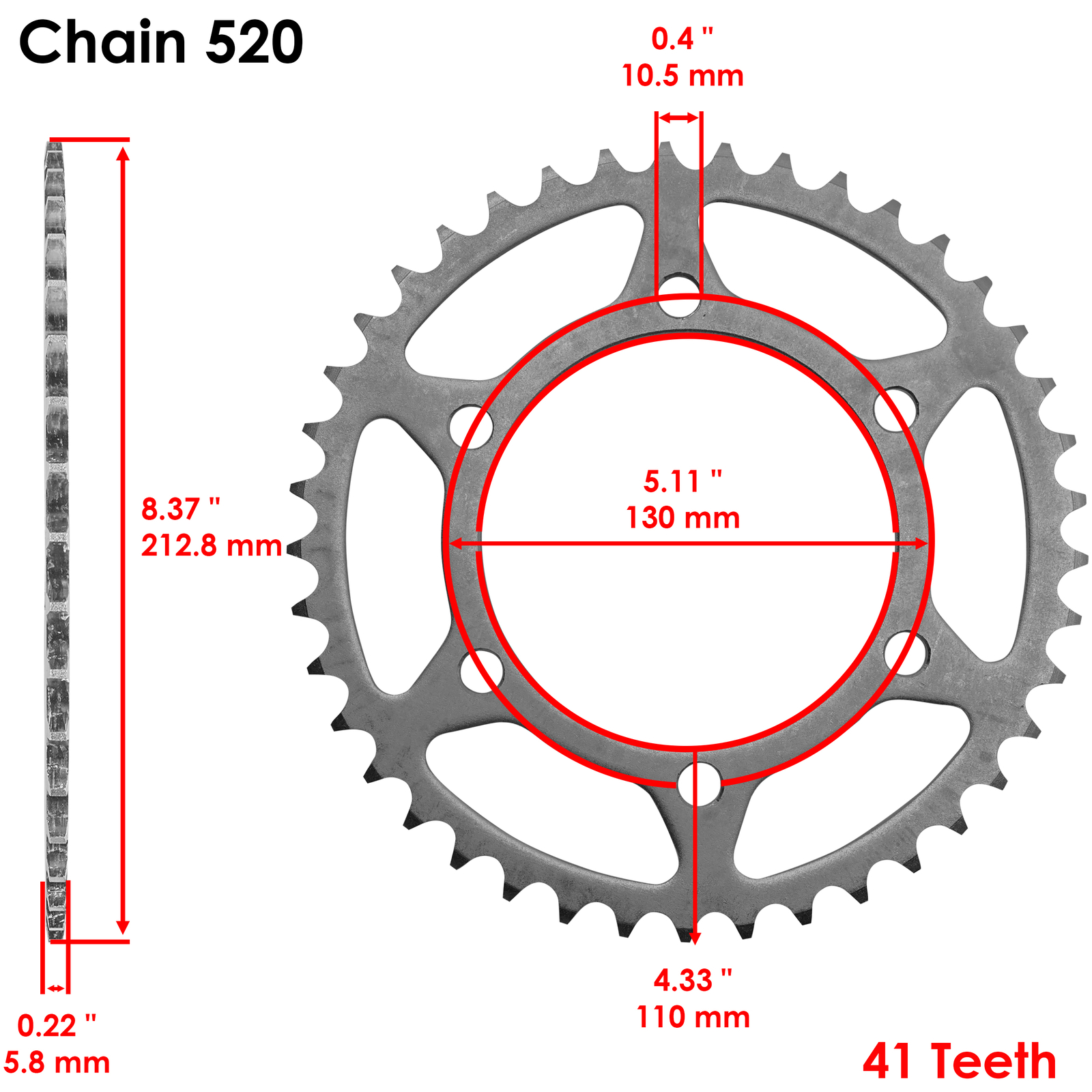 Caltric Rear Wheel Chain Sprocket for Kawasaki 400 Ninja EX400 2018 ...