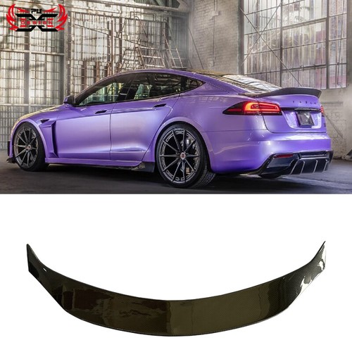 For 2021-2024 Tesla Model S Plaid V-Style Carbon Fiber Rear Trunk ...